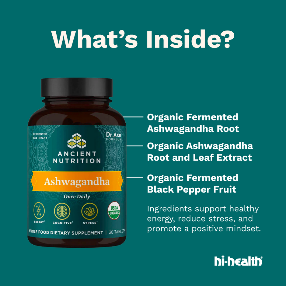 Ancient Nutrition Organic Ashwagandha (30 tablets) – Hi-Health
